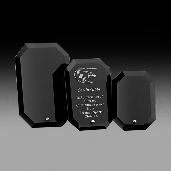 Budget Blue Glass Plaque on Chrome Stand GMS2 | Master Engraving