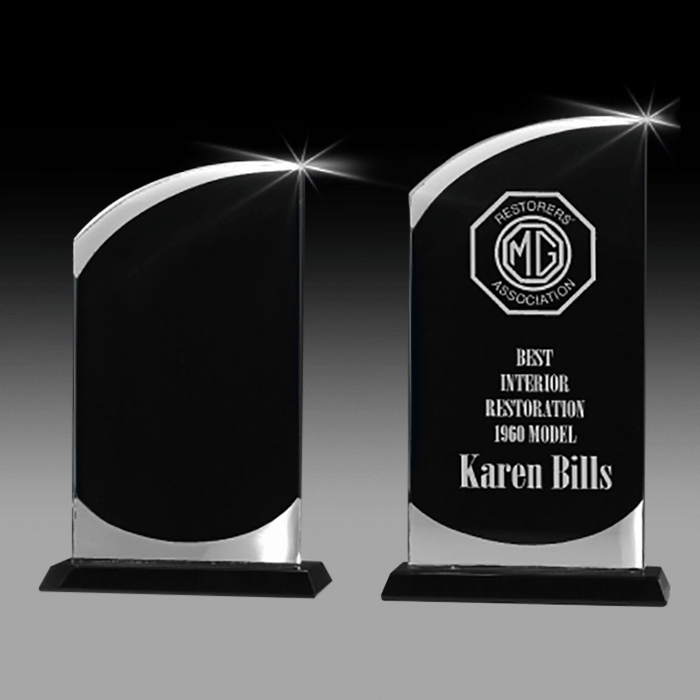 Black Glass Award with Metal Edging GK317 | Master Engraving